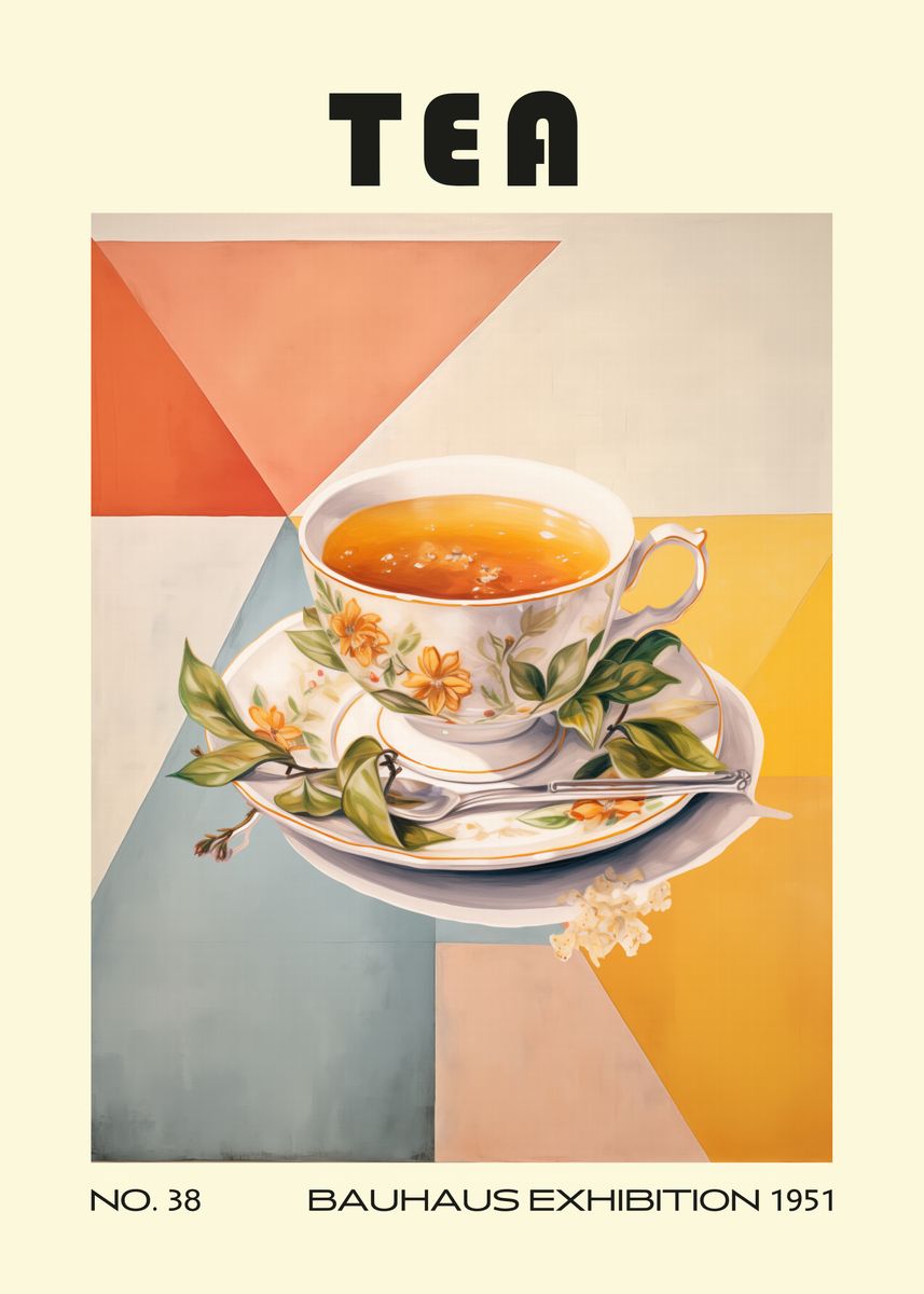'Tea Bauhaus Teatime Kitchen' Poster, picture, metal print, paint by ...