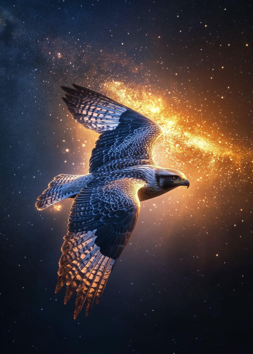 'Cosmic Falcon in Flight' Poster, picture, metal print, paint by ...
