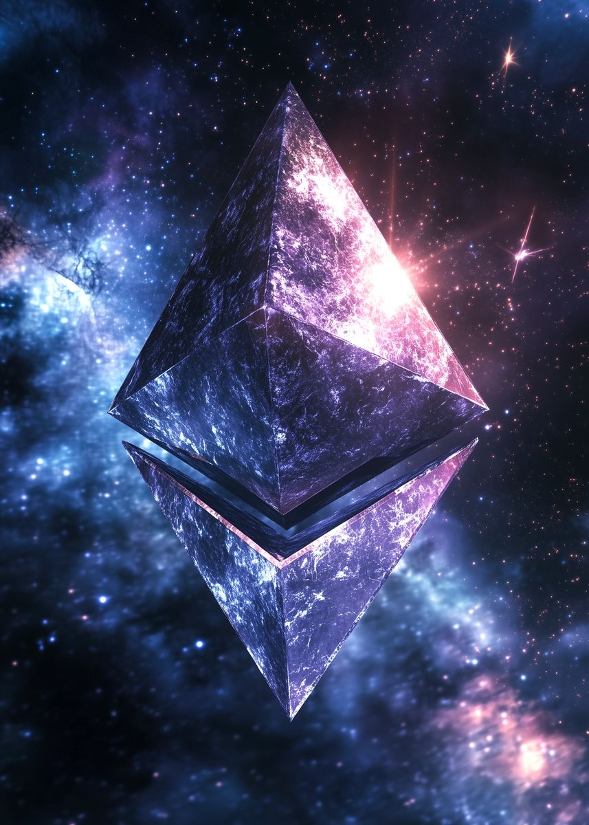 'Ethereum Symbol in Space' Poster, picture, metal print, paint by ...
