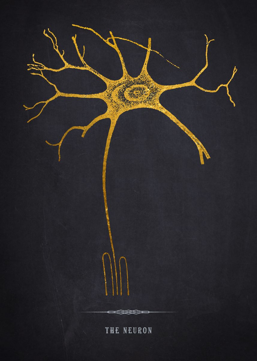 'Golden Neuron Illustration' Poster, picture, metal print, paint by ...