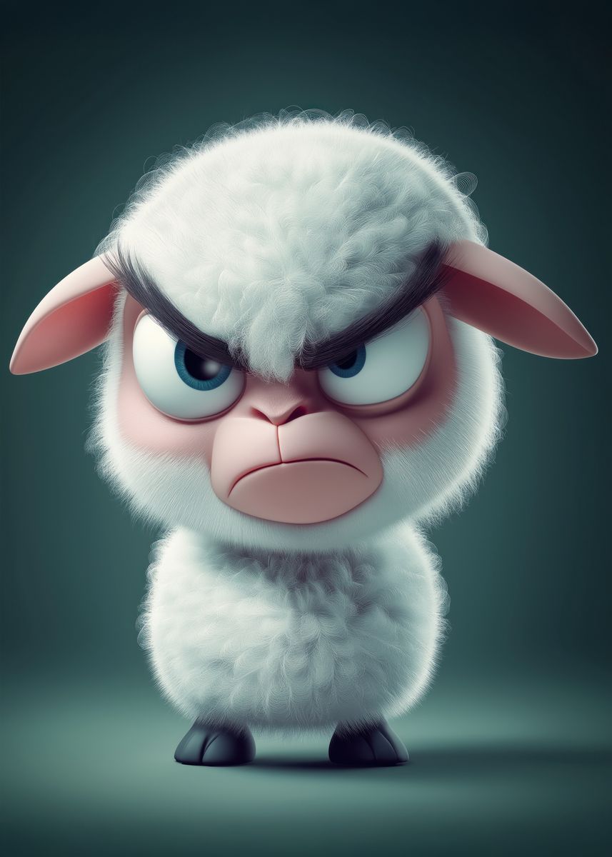 'Angry Cartoon Sheep' Poster, picture, metal print, paint by ...