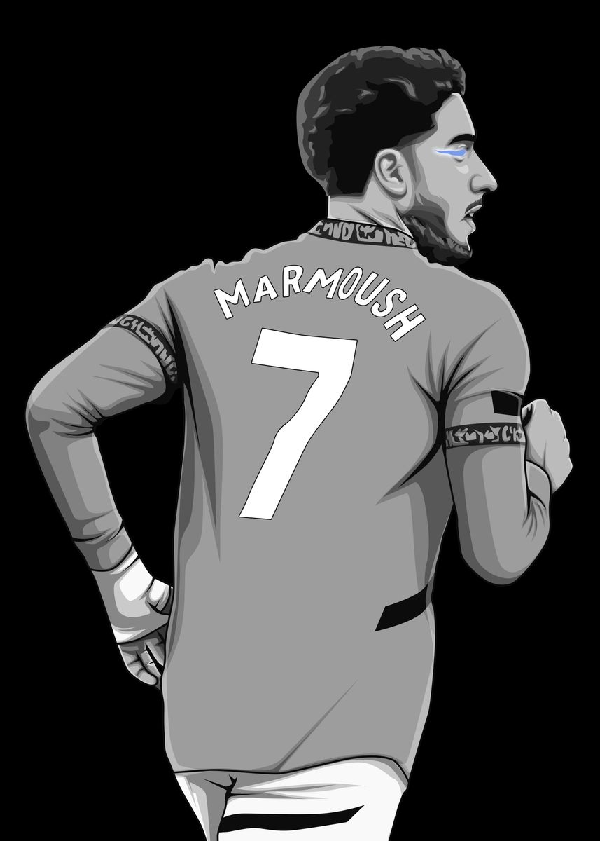 'Omar Marmoush Black and White Version' Poster, picture, metal print ...