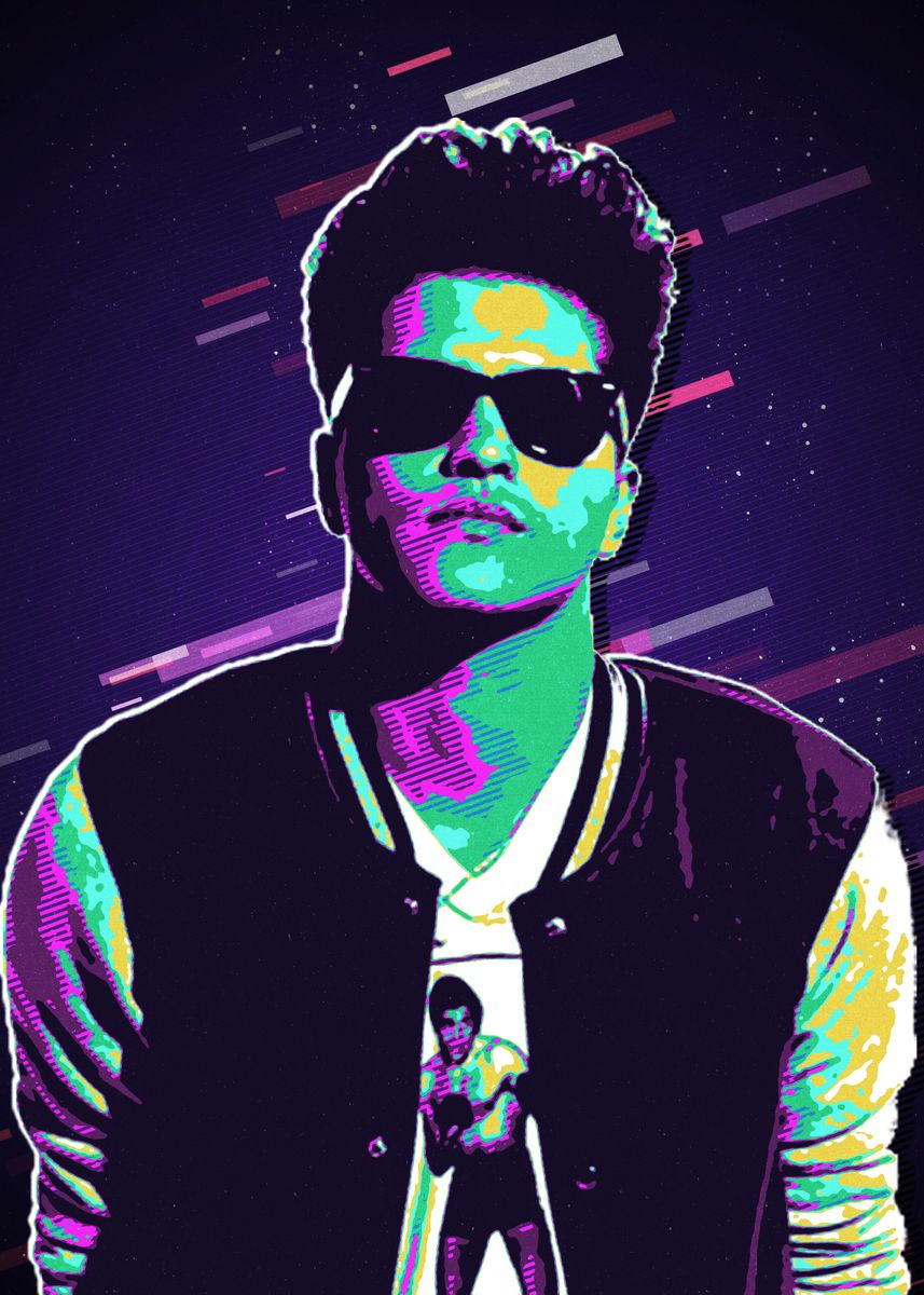 'Bruno Mars Retro Portrait' Poster, picture, metal print, paint by ...