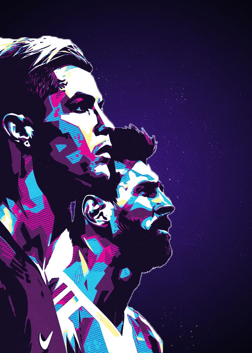 'Ronaldo & Messi Portrait' Poster, picture, metal print, paint by ...