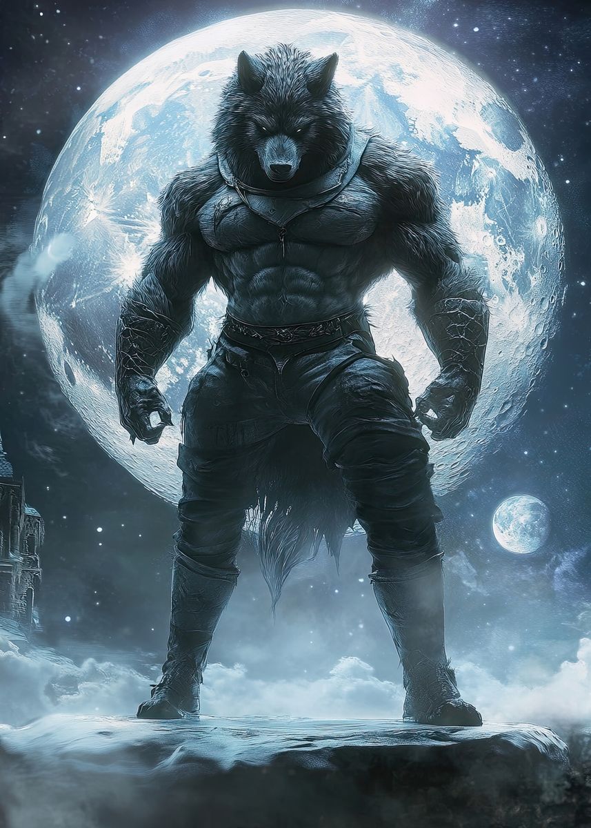 'Werewolf Under Full Moon' Poster, picture, metal print, paint by Anass ...