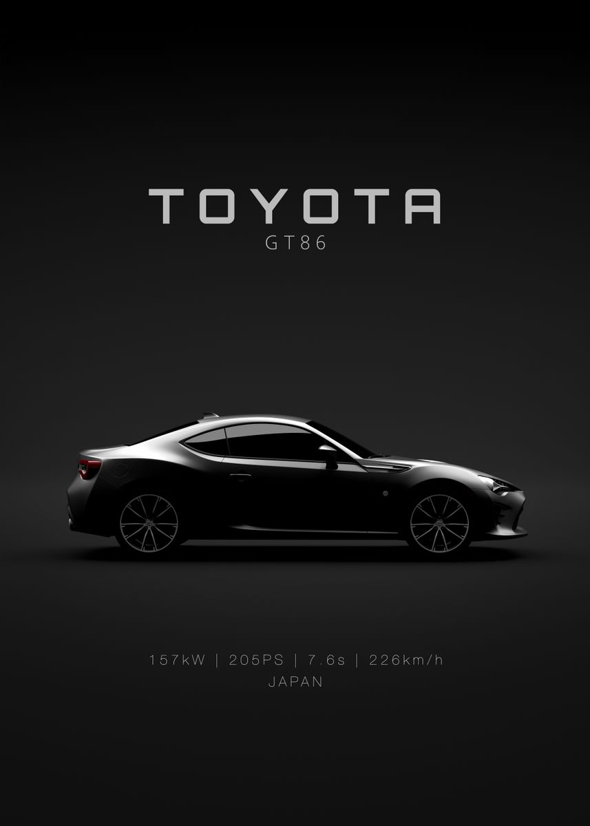 'Toyota GT86 Car Poster' Poster, picture, metal print, paint by 21 MXM ...