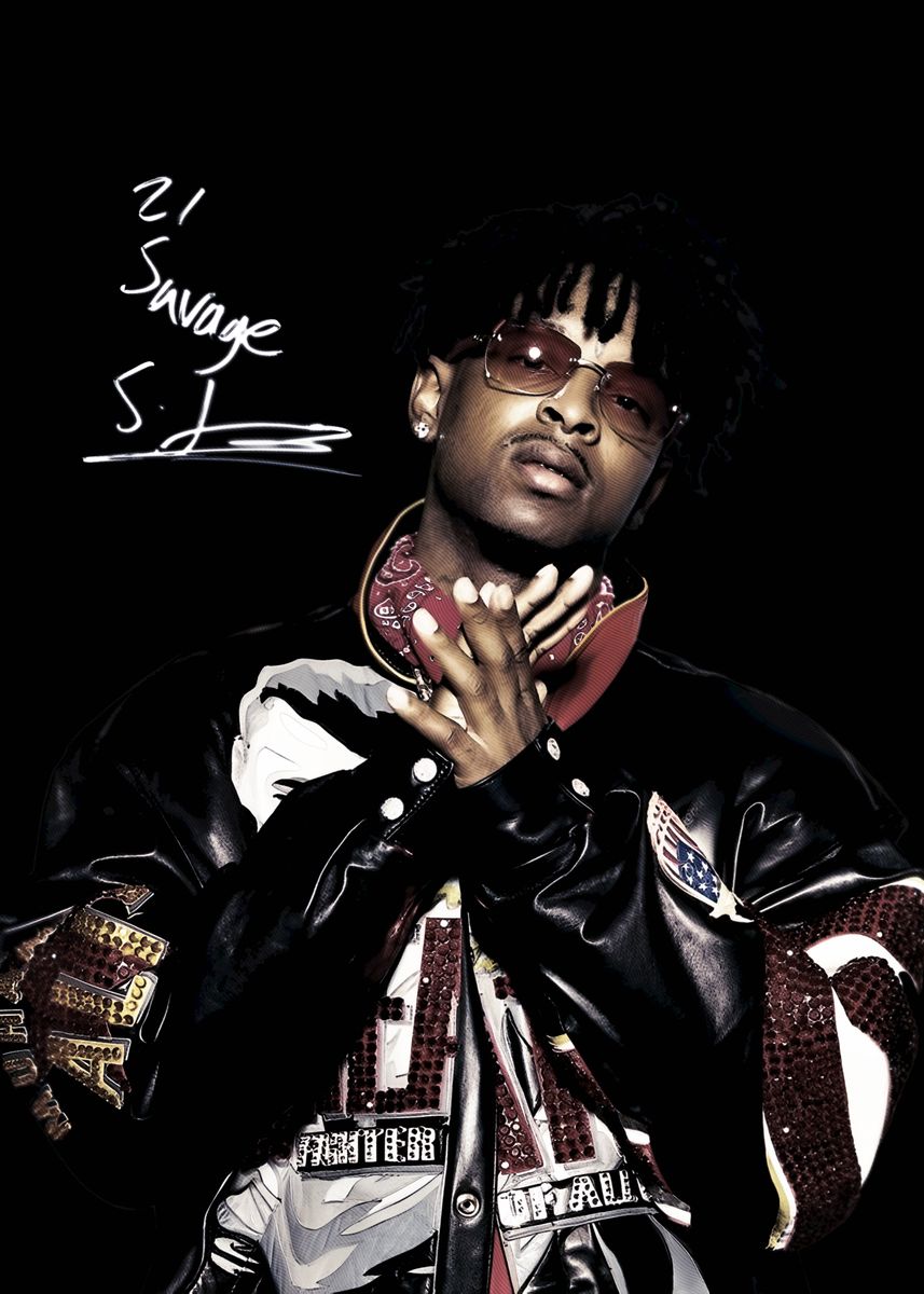 '21 Savage' Poster, picture, metal print, paint by Rose Art | Displate