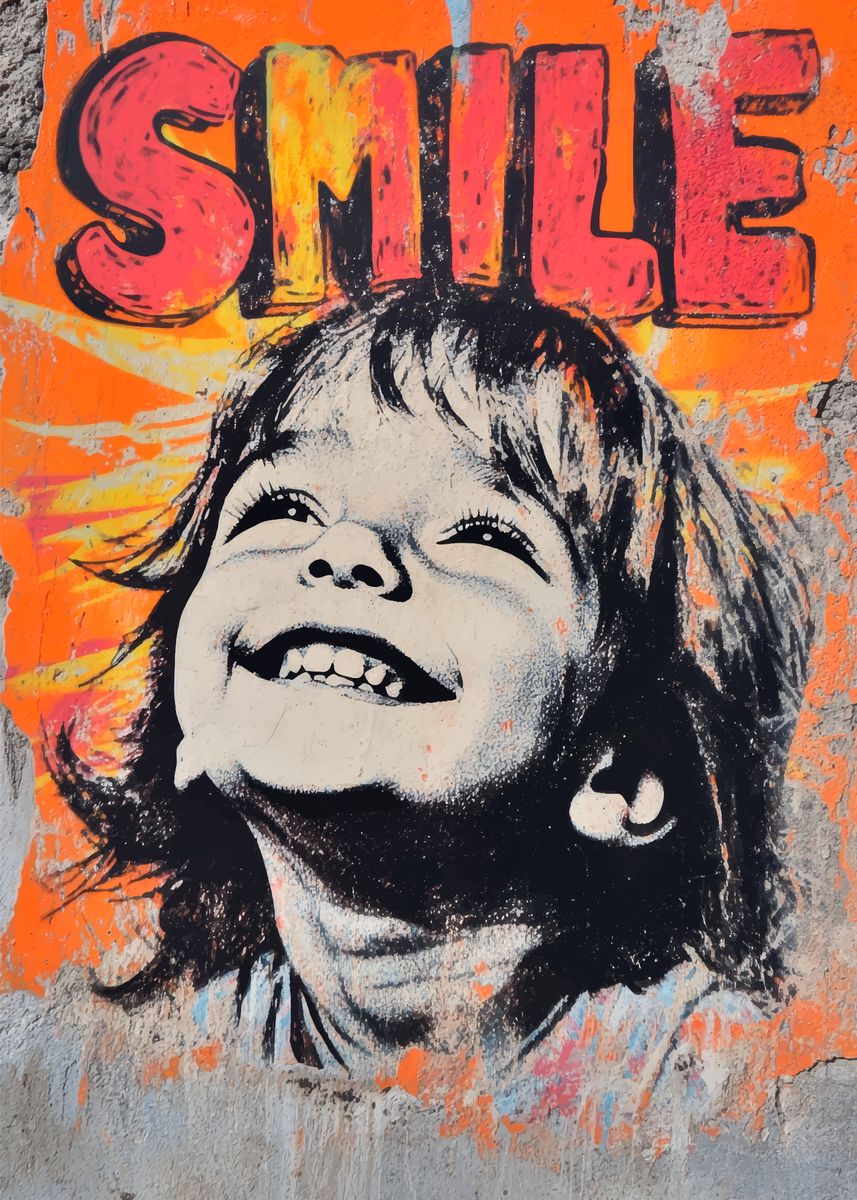 'Smiling Child Graffiti' Poster, picture, metal print, paint by You ...