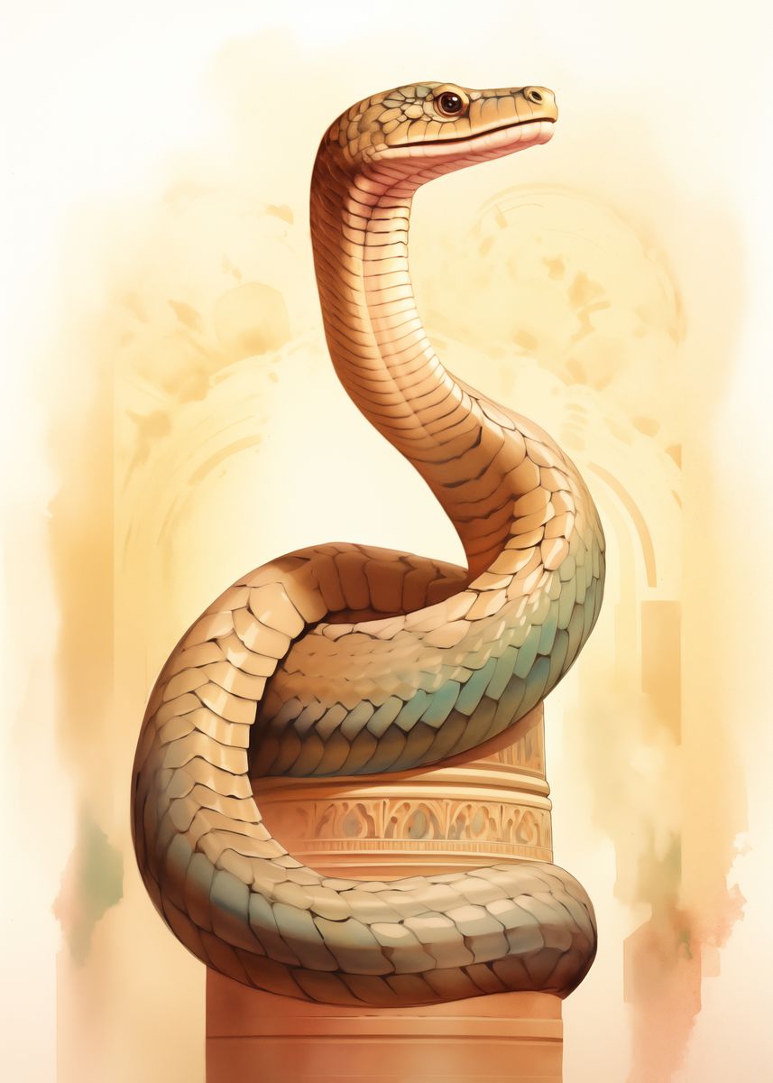 'Serpent on Column' Poster, picture, metal print, paint by WallDesign ...
