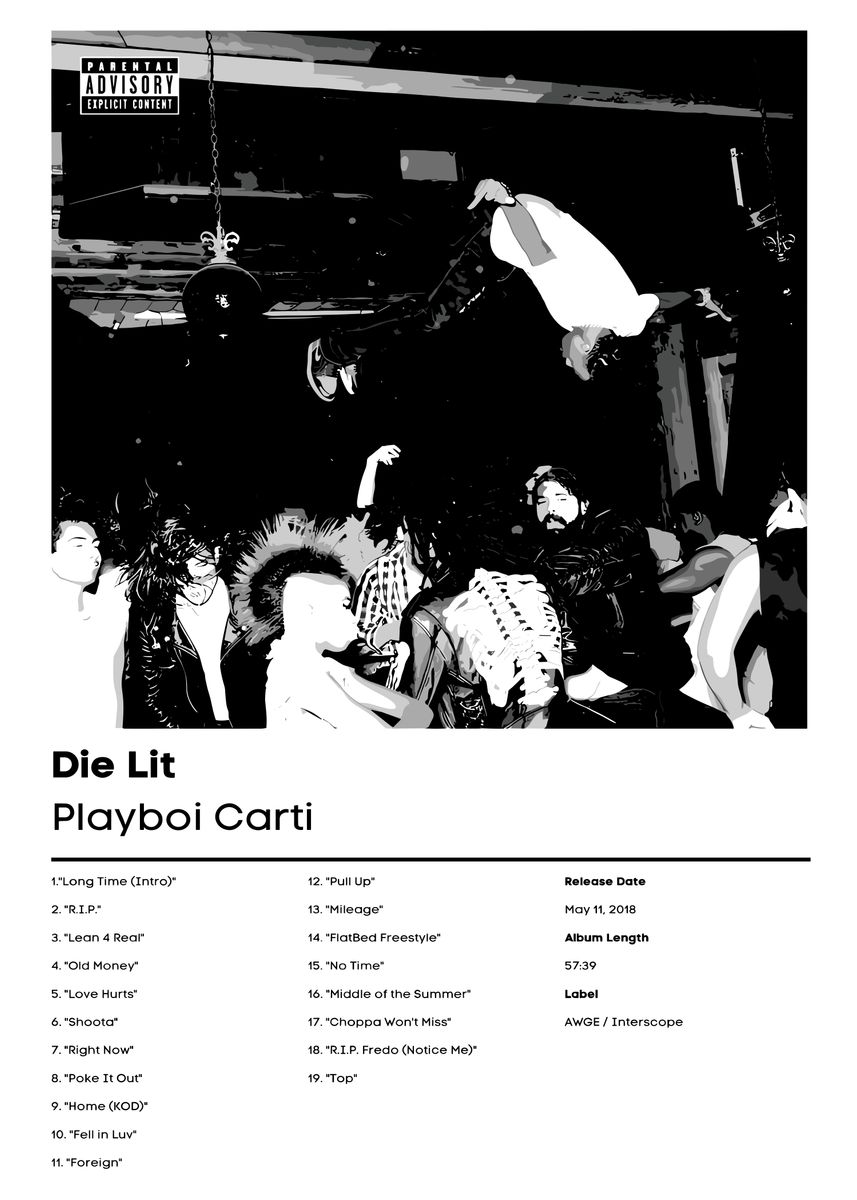 'Playboi Carti Die Lit' Poster, picture, metal print, paint by DESKO ...