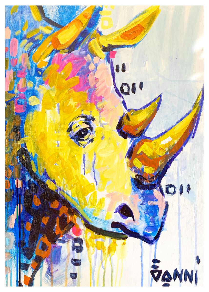 'Abstract Rhino Painting' Poster, picture, metal print, paint by ...