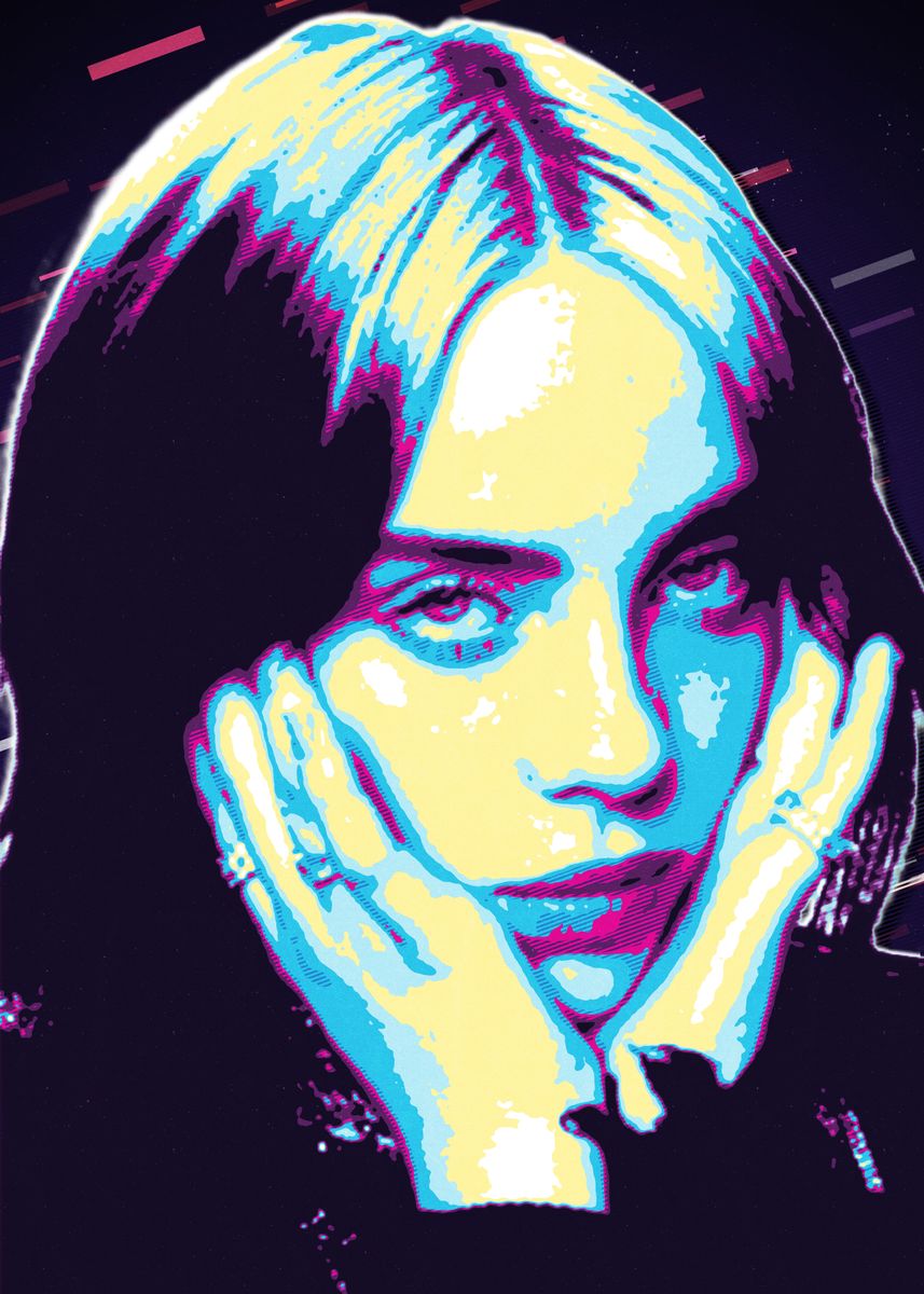 'Billie Eilish Pop Art Portrait' Poster, picture, metal print, paint by ...