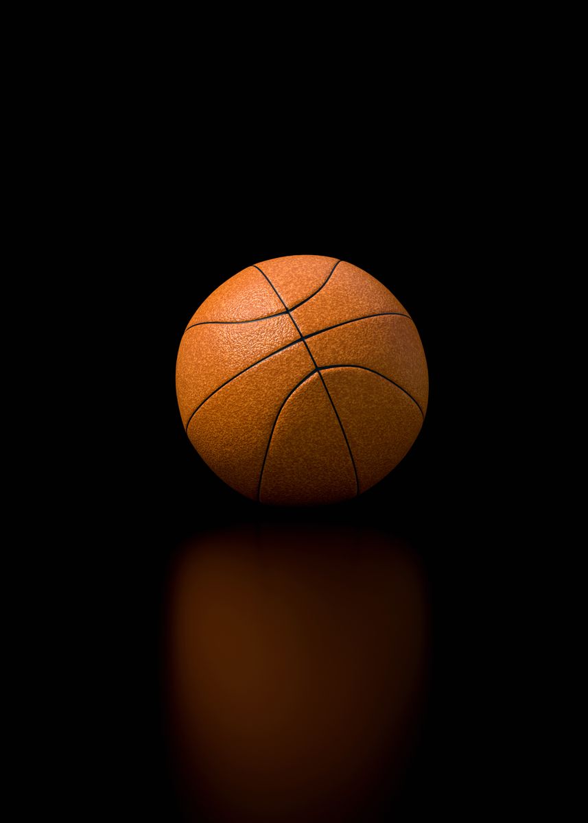 'Basketball on Black Background' Poster, picture, metal print, paint by ...