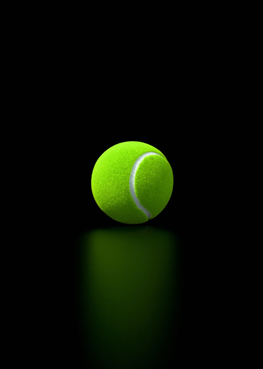 'Green Tennis Ball on Black Background' Poster, picture, metal print ...