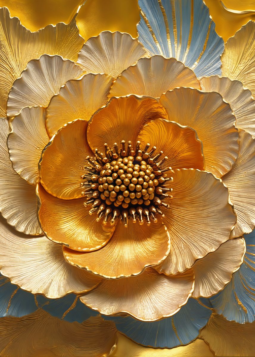 'Gold Flower Wall Decor' Poster, picture, metal print, paint by ...
