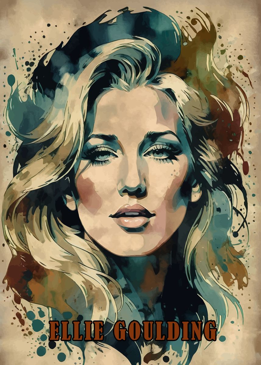 'Ellie Goulding Watercolor Portrait' Poster, picture, metal print ...
