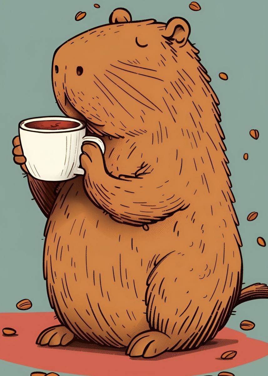 'Capybara Coffee' Poster, picture, metal print, paint by Ericc Yummy ...