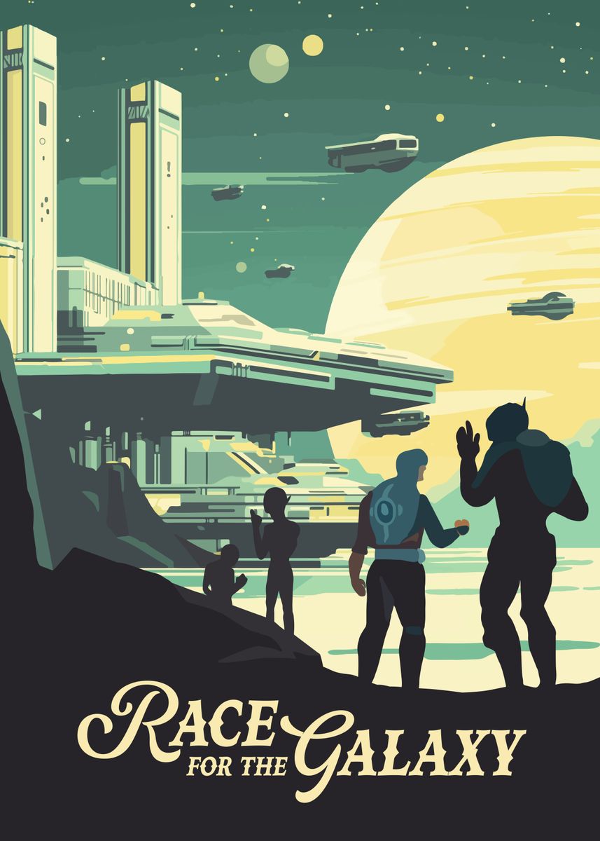 'Race for the Galaxy Board Game Inspired Illustration Poster' Poster ...