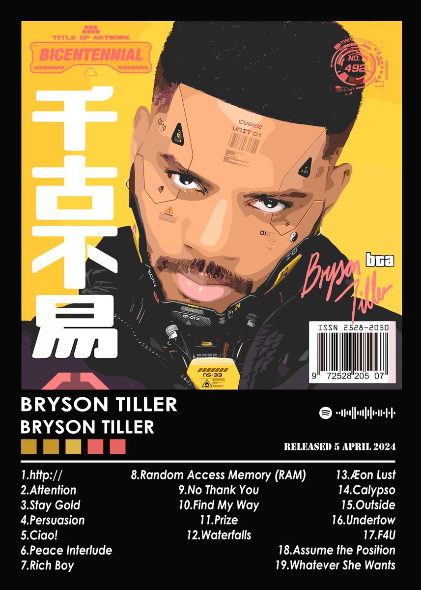 'Bryson Tiller Album' Poster, picture, metal print, paint by LOCKET ...
