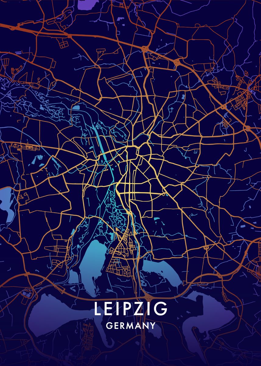 'Leipzig City Map' Poster, picture, metal print, paint by Miracle ...