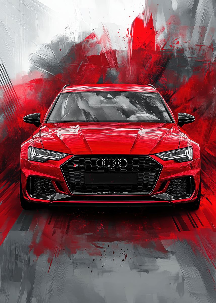 'Red Audi RS6 Avant' Poster, picture, metal print, paint by VisionPrint ...