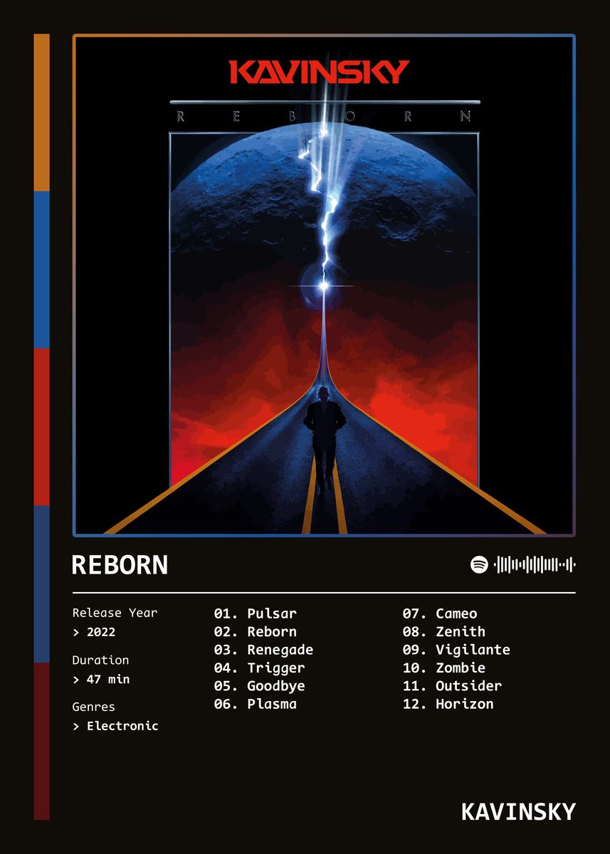 'Reborn (2022) Album by Kavinsky' Poster, picture, metal print, paint ...