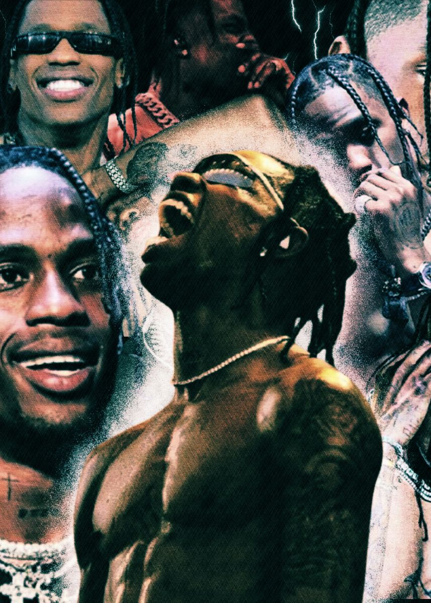 'Travis Scott Collage' Poster, picture, metal print, paint by Brexmore Edastiom | Displate