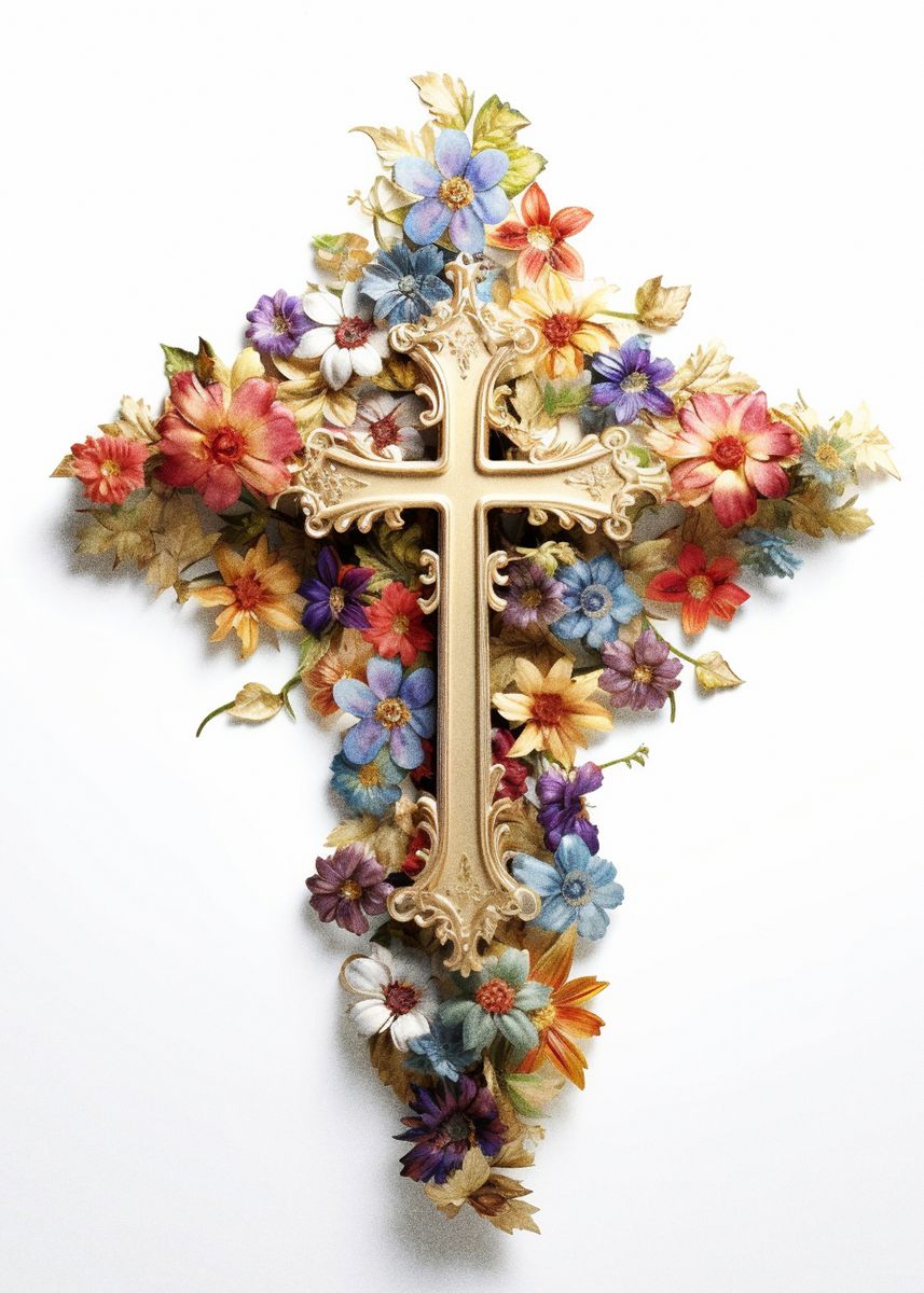 'Floral Cross Decor' Poster, picture, metal print, paint by almost ...
