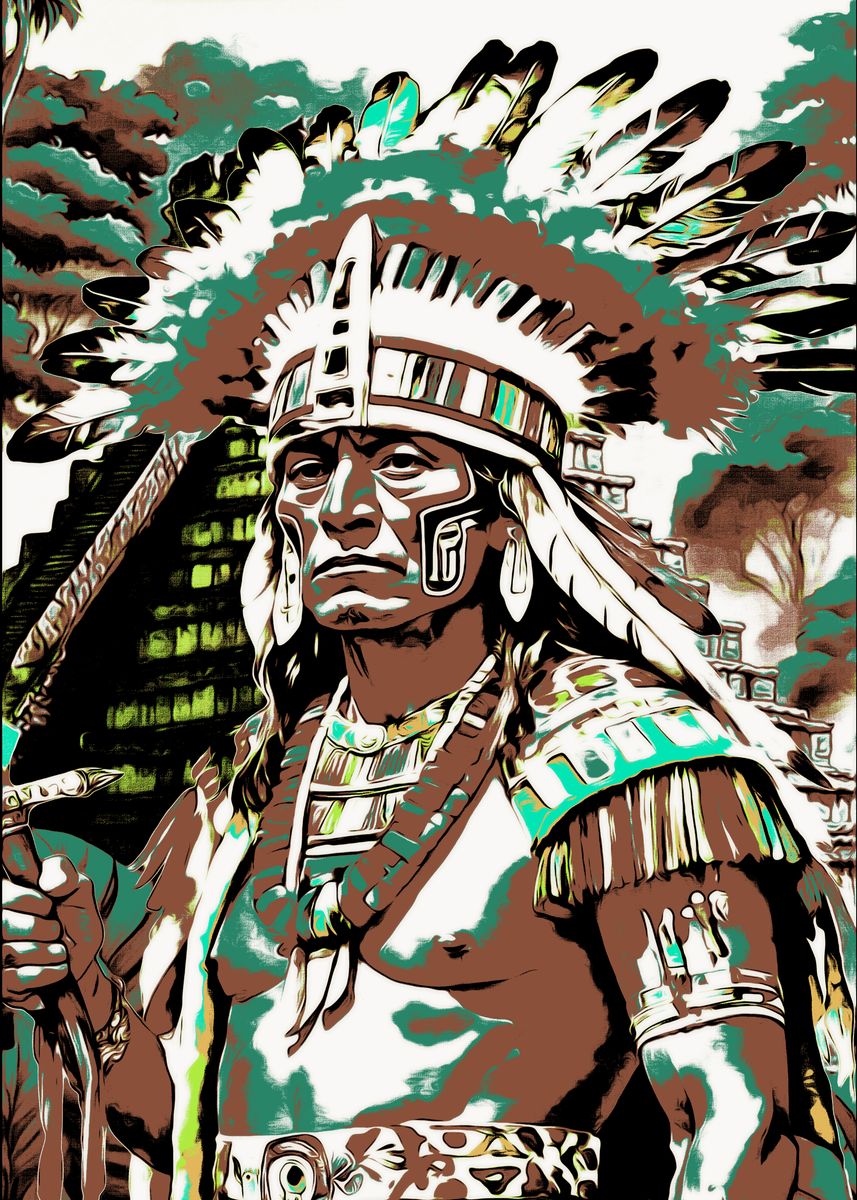 'Native American Chief Portrait' Poster, picture, metal print, paint by ...