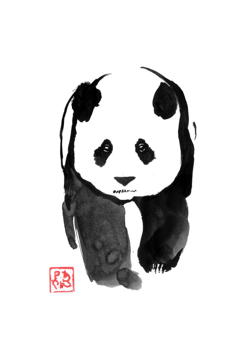 'Ink Wash Panda' Poster, picture, metal print, paint by pechane sumie ...
