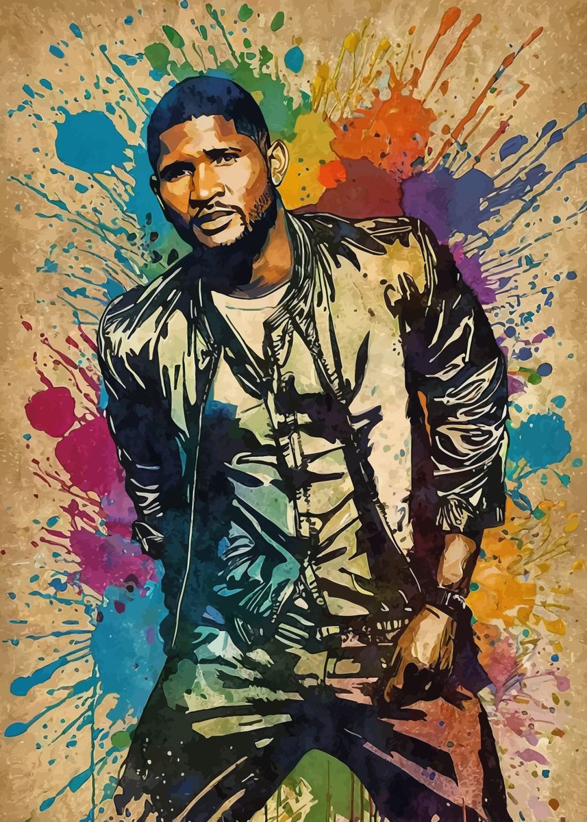 'Usher Raymond Watercolor Portrait' Poster, picture, metal print, paint ...