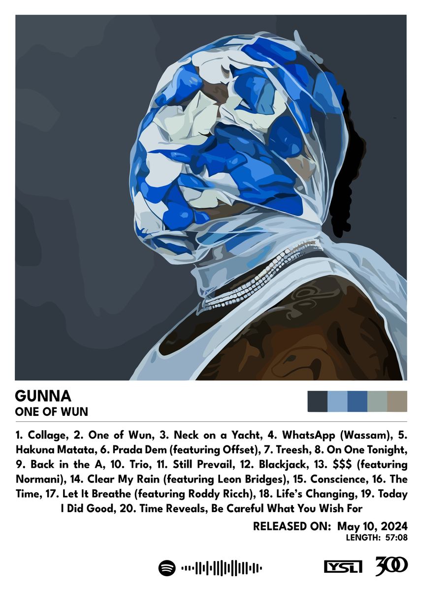 'Gunna One of Wun' Poster, picture, metal print, paint by ZACKSTAR | Displate