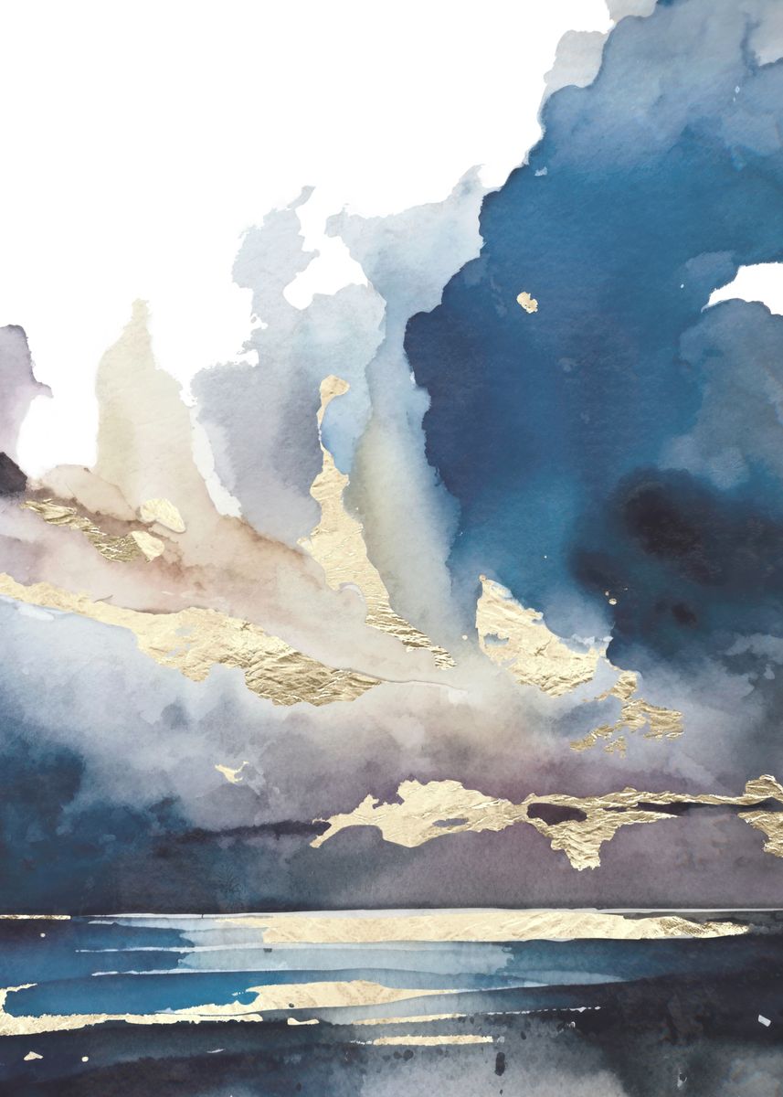 'Abstract Watercolor Seascape' Poster, picture, metal print, paint by ...