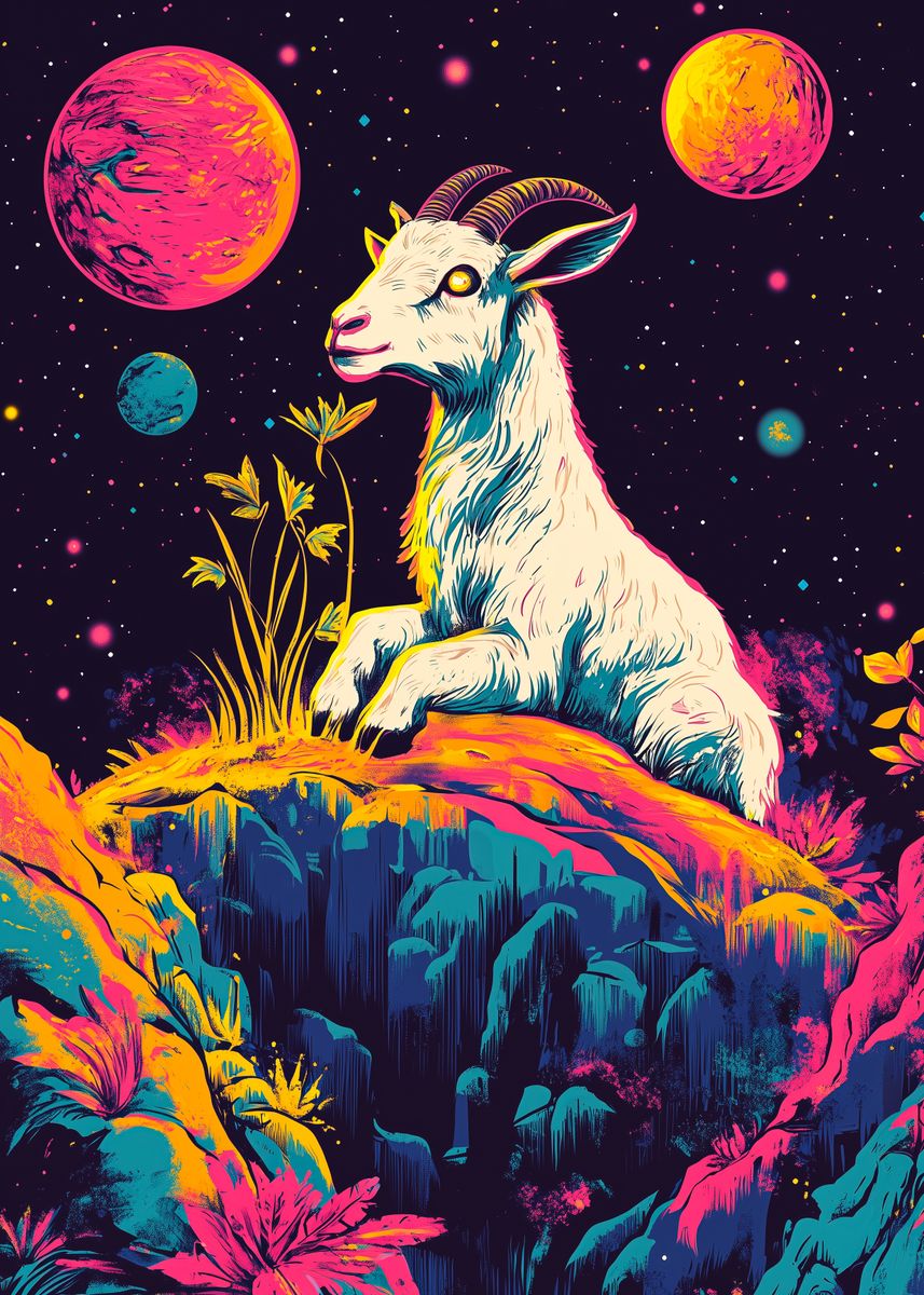 'Cosmic Goat' Poster, picture, metal print, paint by InterGalatica ...