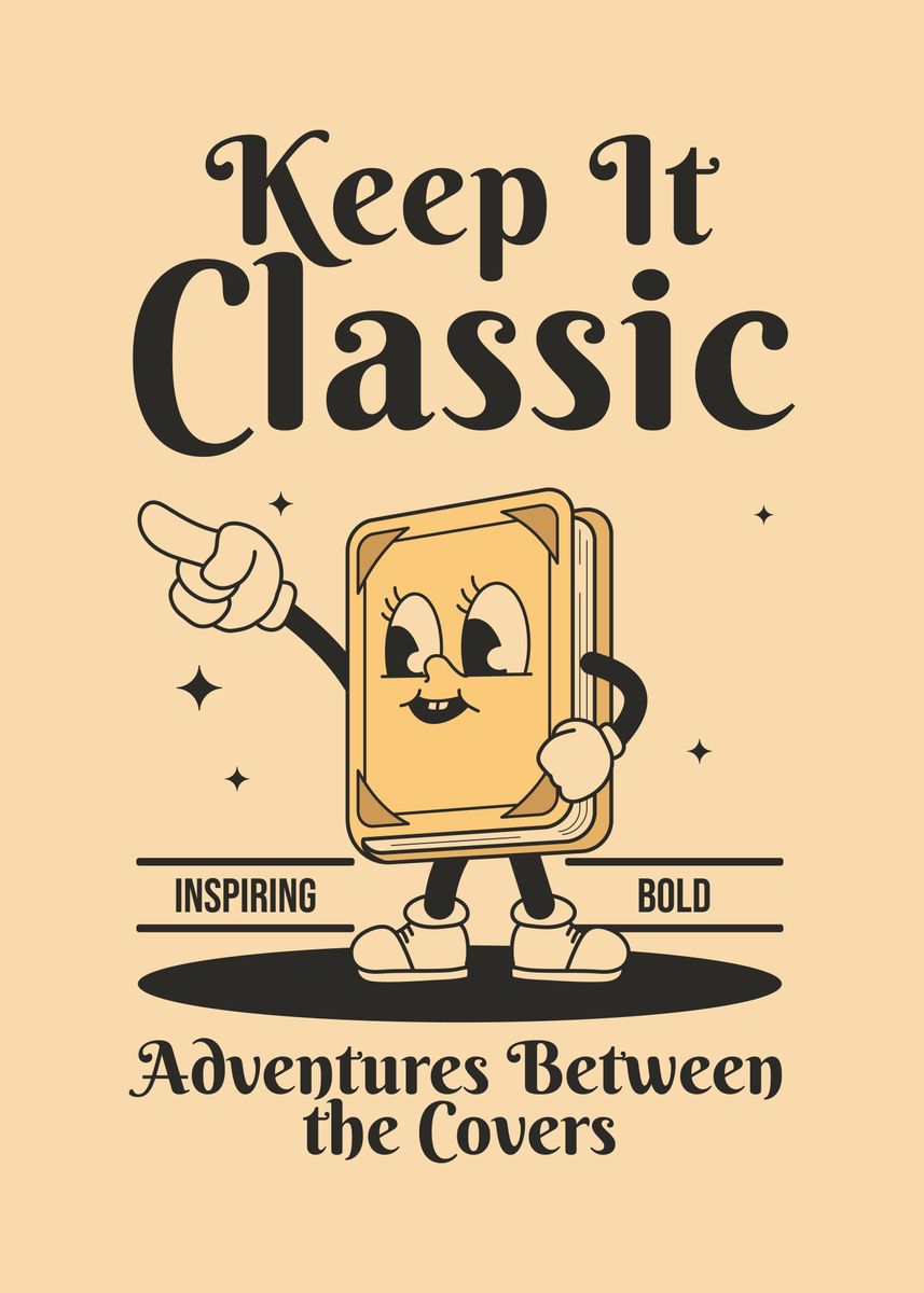 'Keep It Classic Book Illustration' Poster, picture, metal print, paint by taofik Designformerch ...