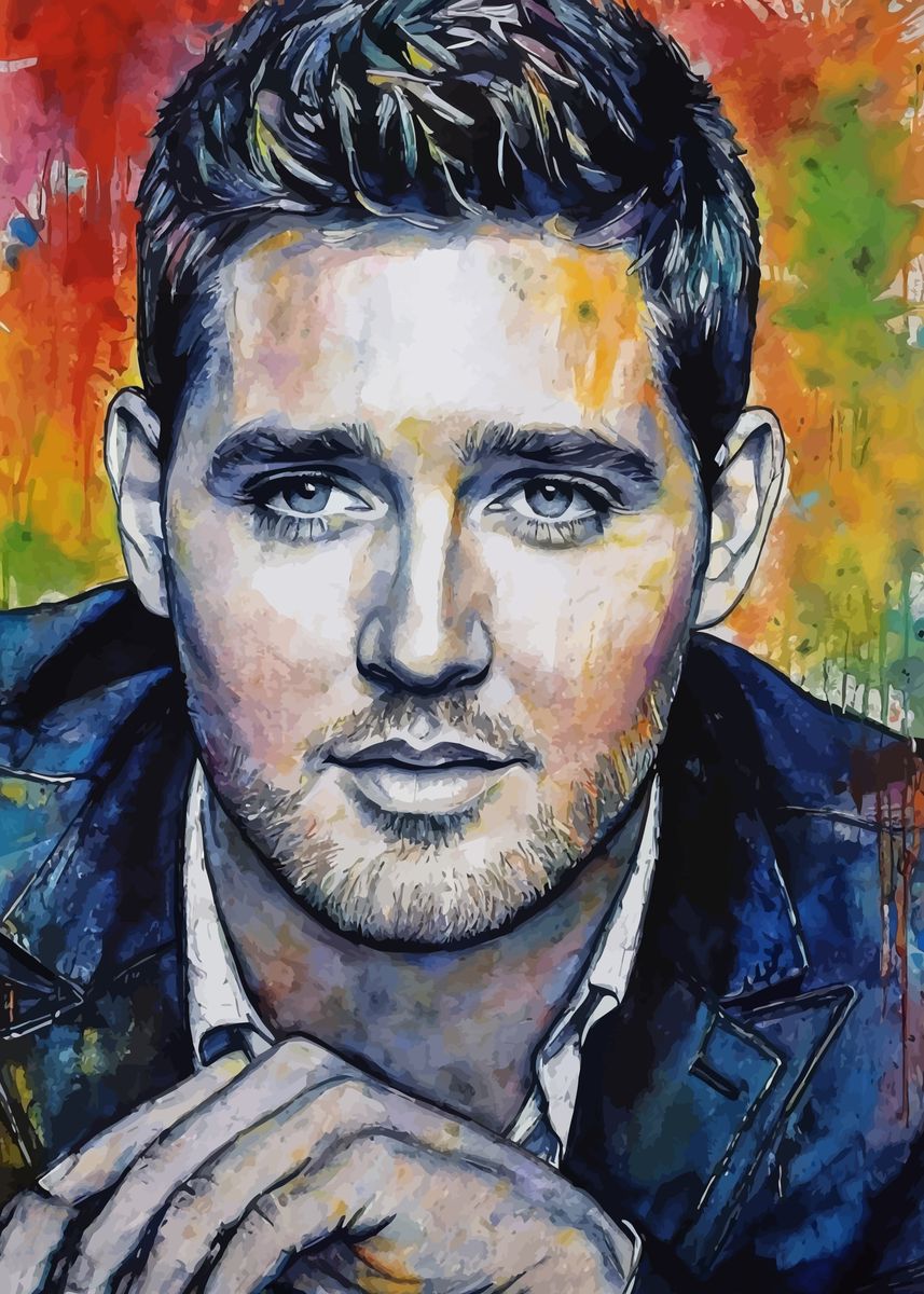'Michael Buble Watercolor Portrait' Poster, picture, metal print, paint ...