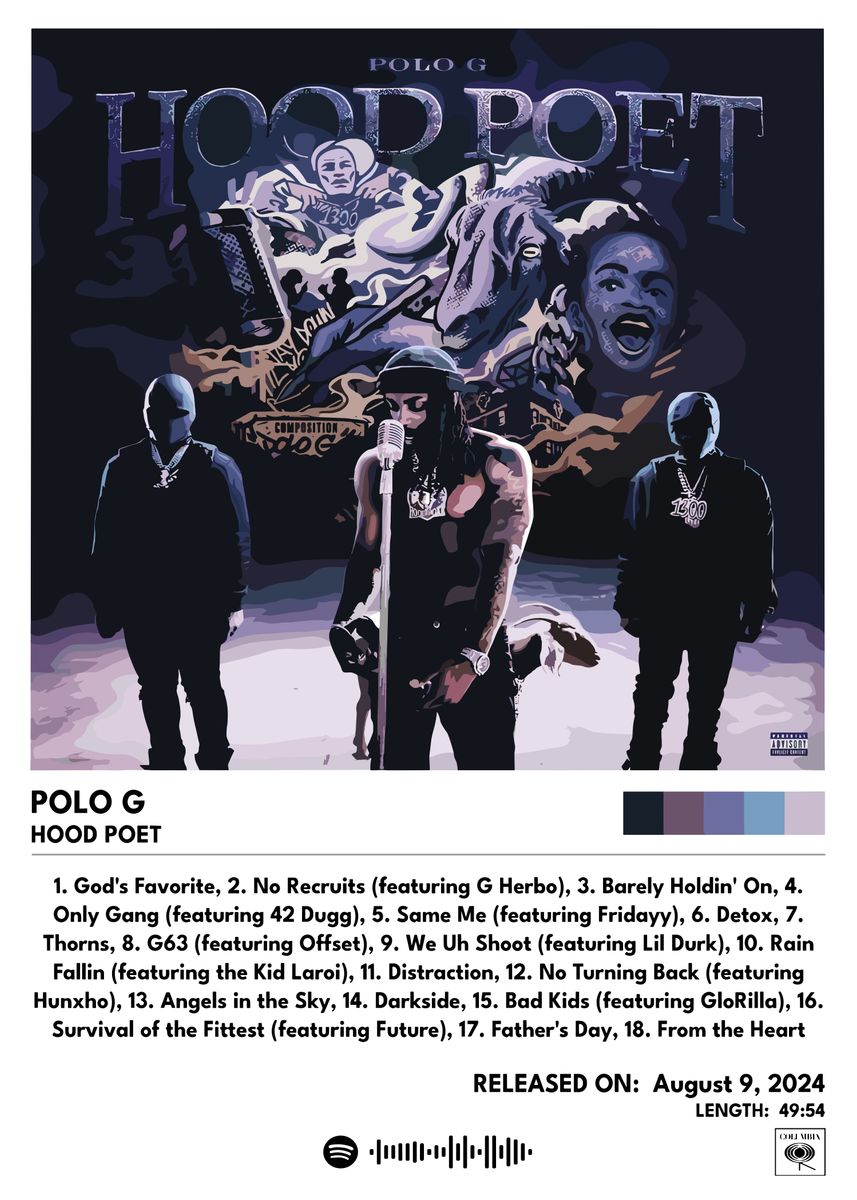 'Polo G HOOD POET' Poster, picture, metal print, paint by ZACKSTAR ...