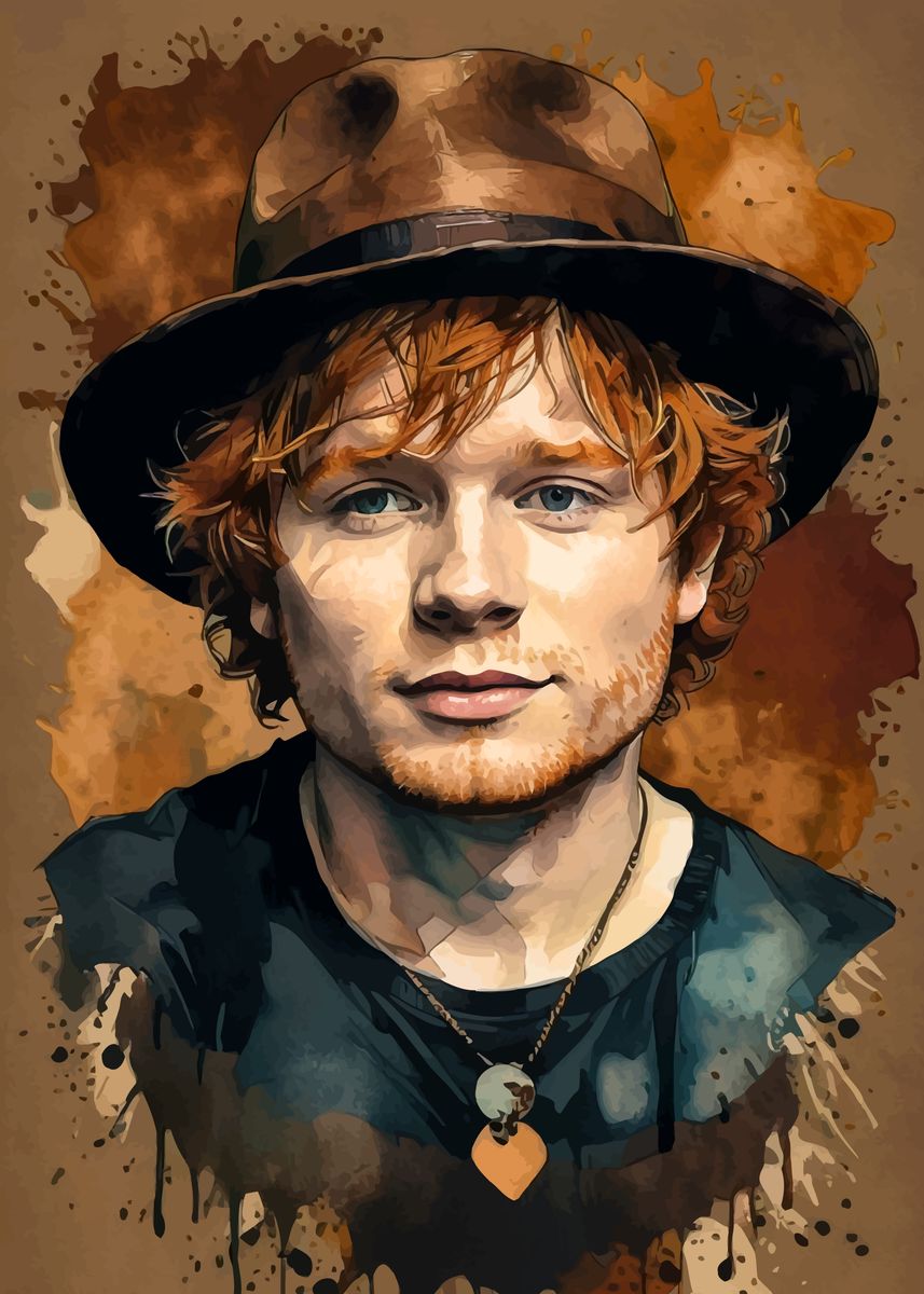 'Ed Sheeran Watercolor Portrait' Poster, picture, metal print, paint by ...
