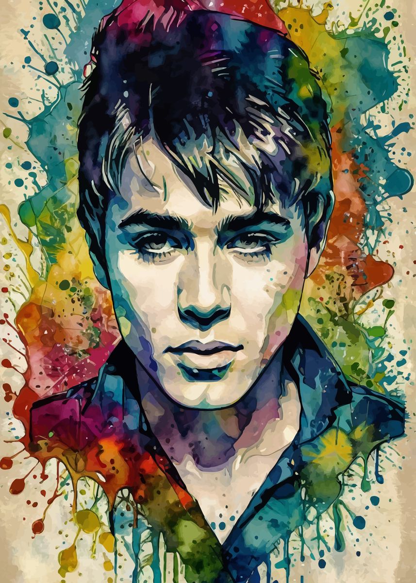'J Bieber Watercolor Portrait' Poster, picture, metal print, paint by ...