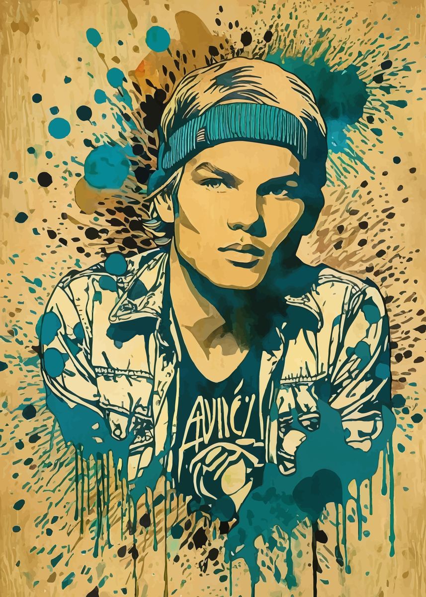 'Avicii Watercolor Vintage Portrait' Poster, picture, metal print ...