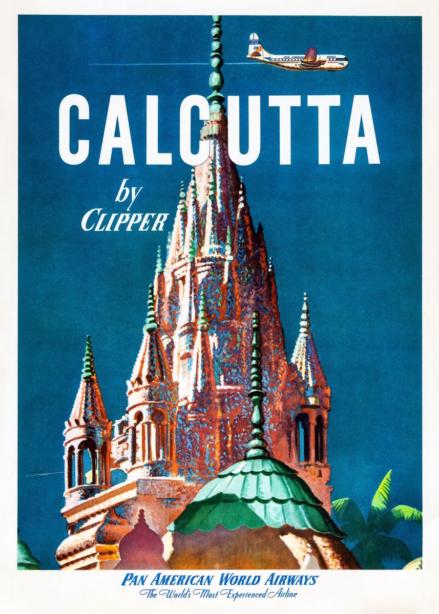 'Calcutta by Clipper Travel Poster' Poster, picture, metal print, paint ...