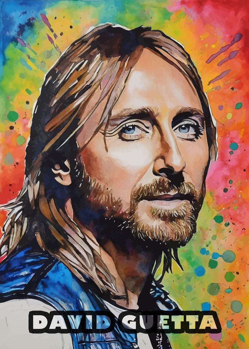 'David Guetta Watercolor Portrait' Poster, picture, metal print, paint ...