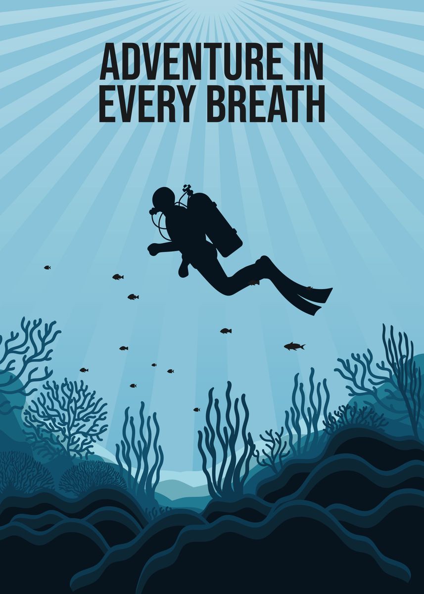 'Scuba Diving Adventure' Poster, picture, metal print, paint by taofik ...