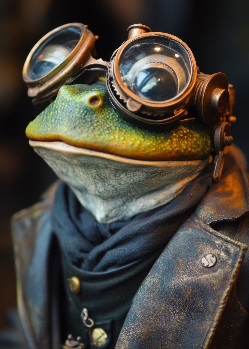 'Funny and Cool Steampunk Frog' Poster, picture, metal print, paint by ...