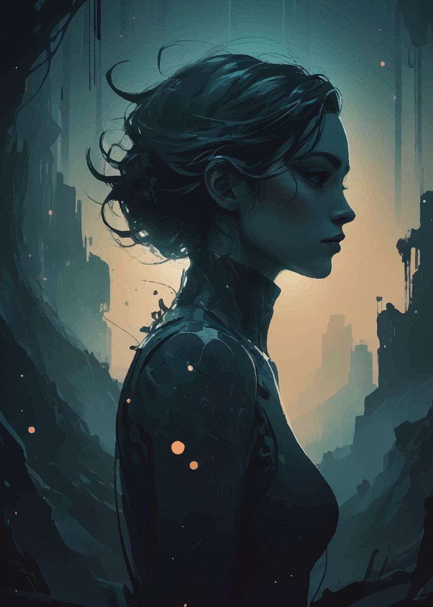 'Woman in a Post-Apocalyptic World' Poster, picture, metal print, paint ...