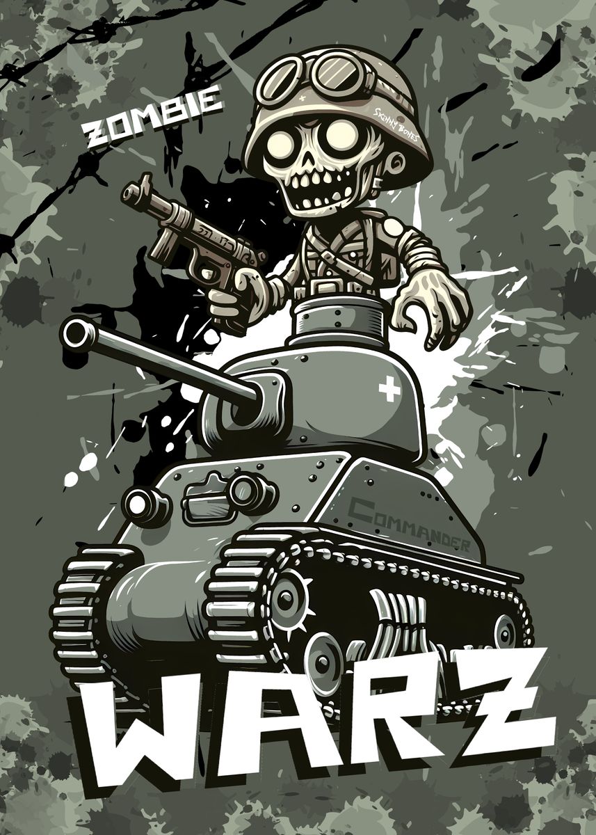 'Zombie Warz Tank Commander' Poster, picture, metal print, paint by Diz ...