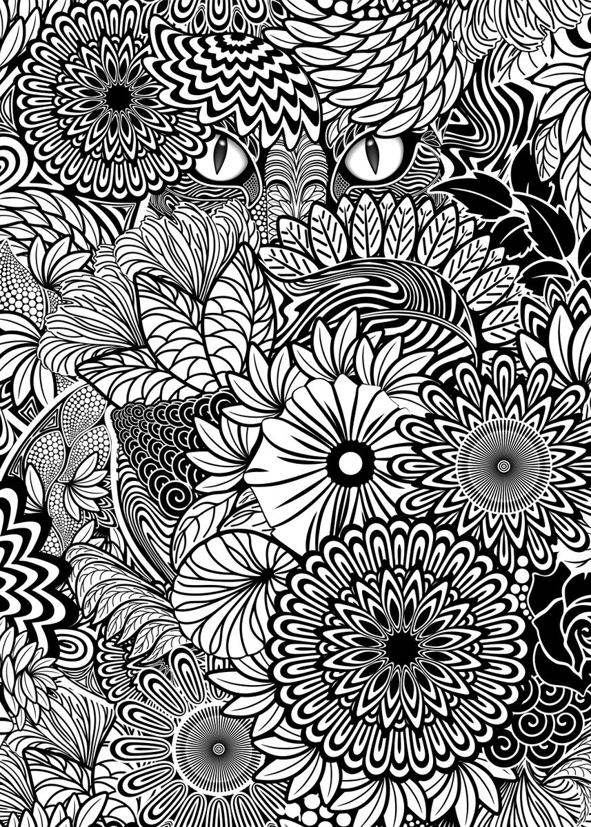 'Zentangle Intricate Pattern Black and White' Poster, picture, metal ...