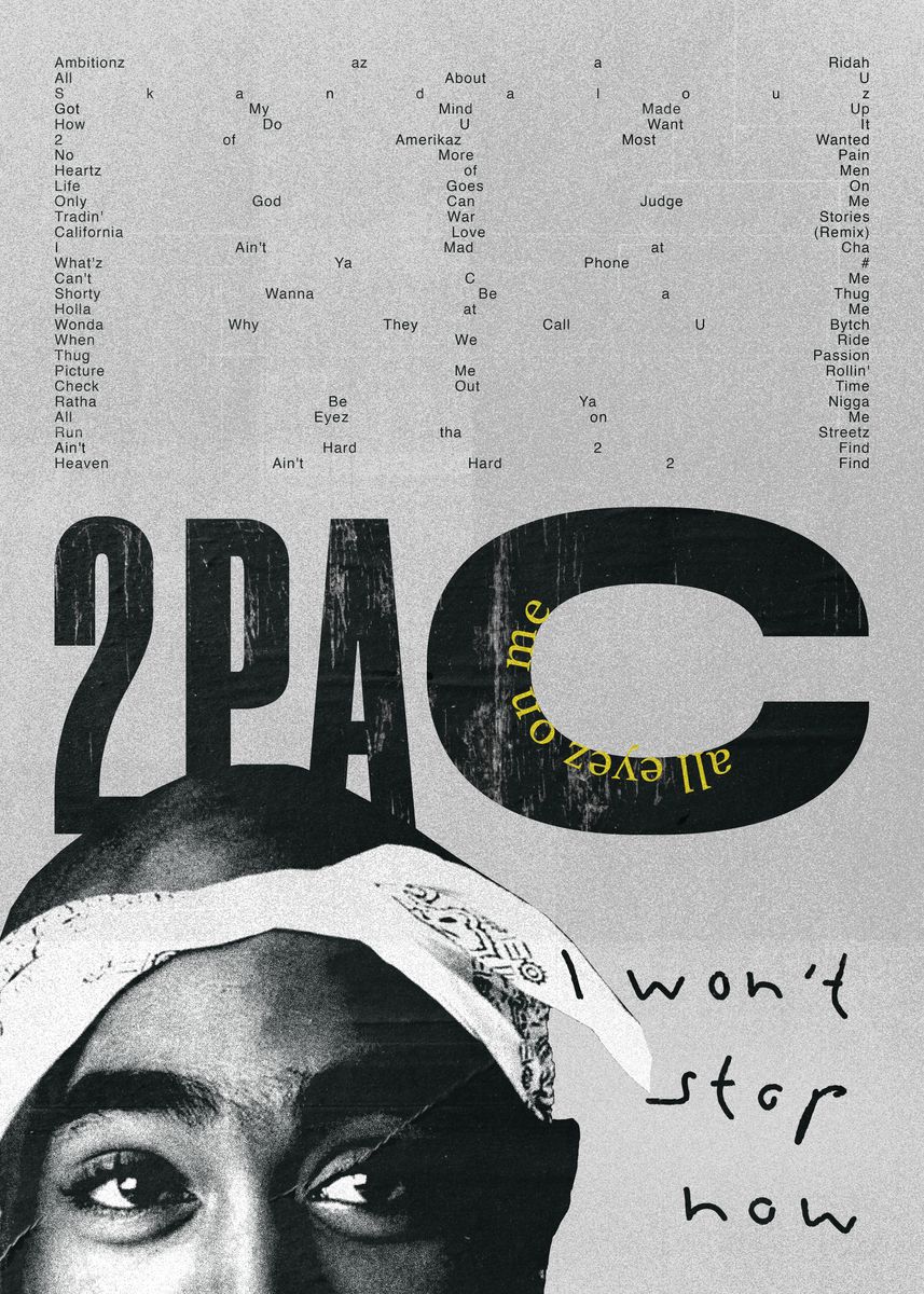 '2Pac Shakur' Poster, picture, metal print, paint by Nerdworld 1 | Displate