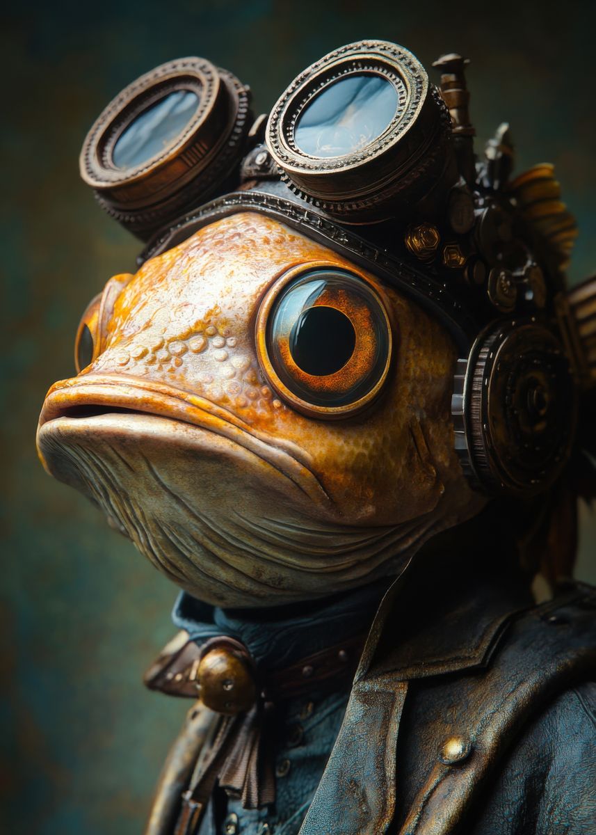 'Steampunk Fish Creature' Poster, picture, metal print, paint by ...