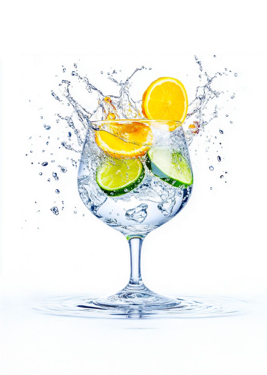 'Gin Tonic Splash Drink' Poster, picture, metal print, paint by Art and ...